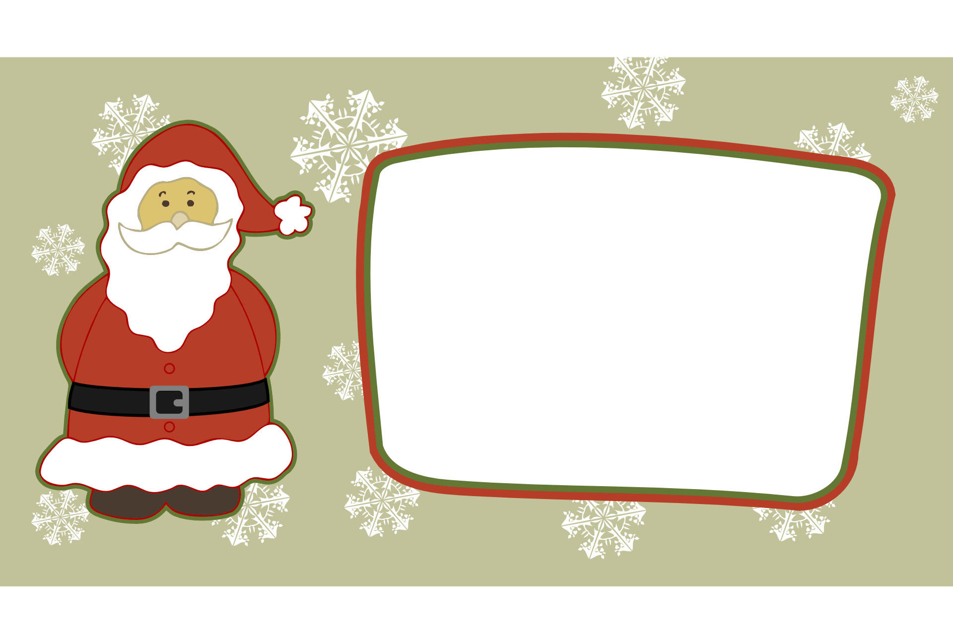 Clipart av julram med en jultomte och snöflingor på en grön bakgrund